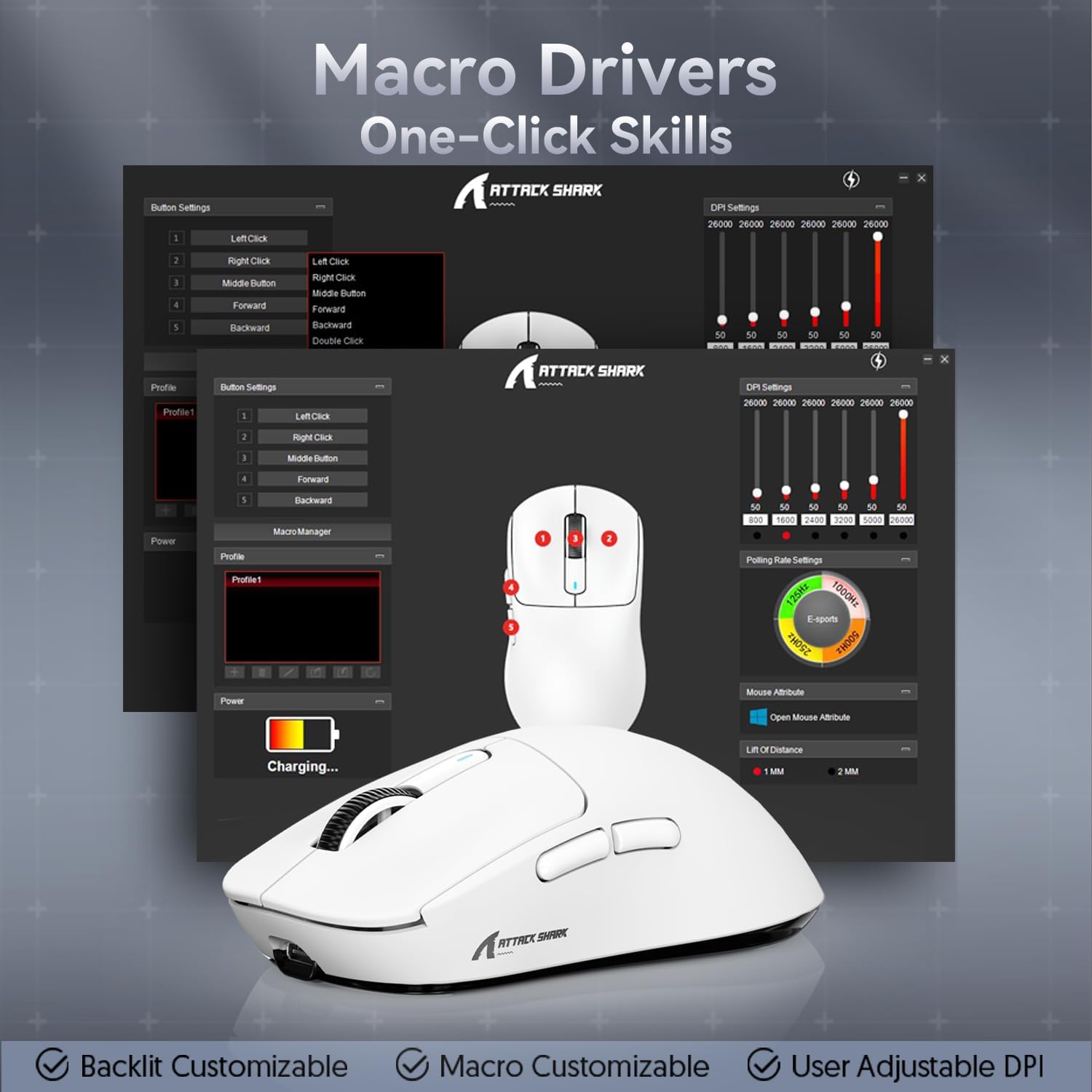 SOURIS ATTACK SHARK X3 WIRELESS BT5.4+2.4G+WIRED 49G WHITE - DEYSTORE